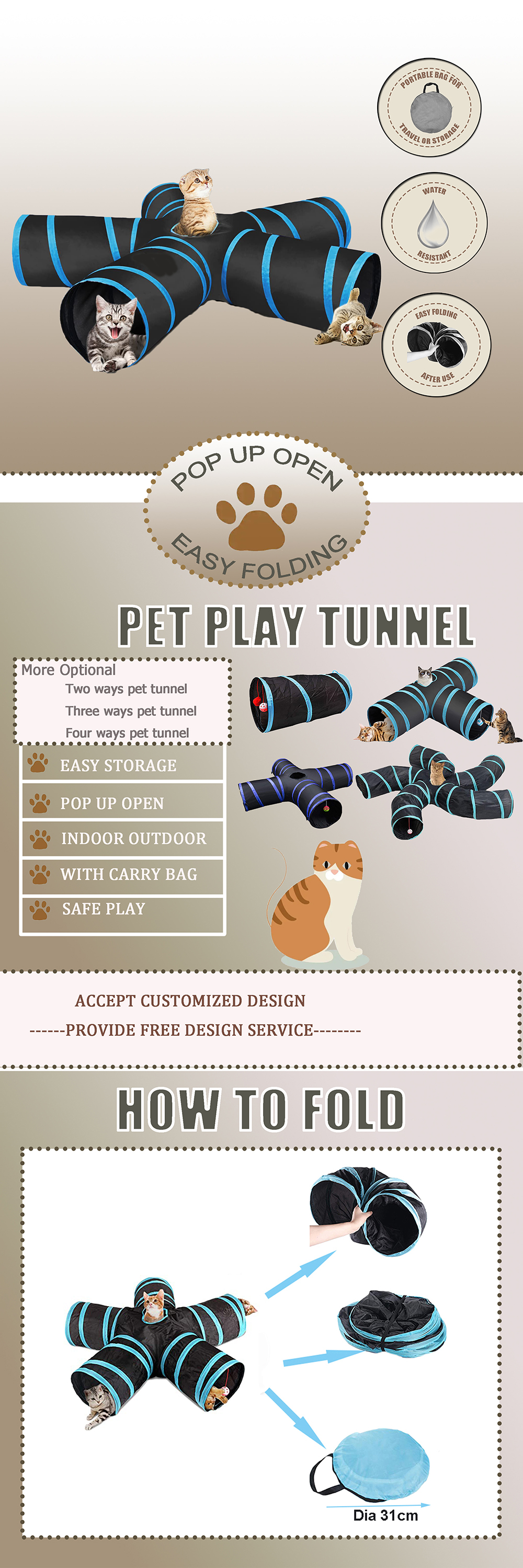 Nice Cat Tunnel Tube 5 Way Tunnels ，Hot Sales Cat Funnel Toys, pet play ...